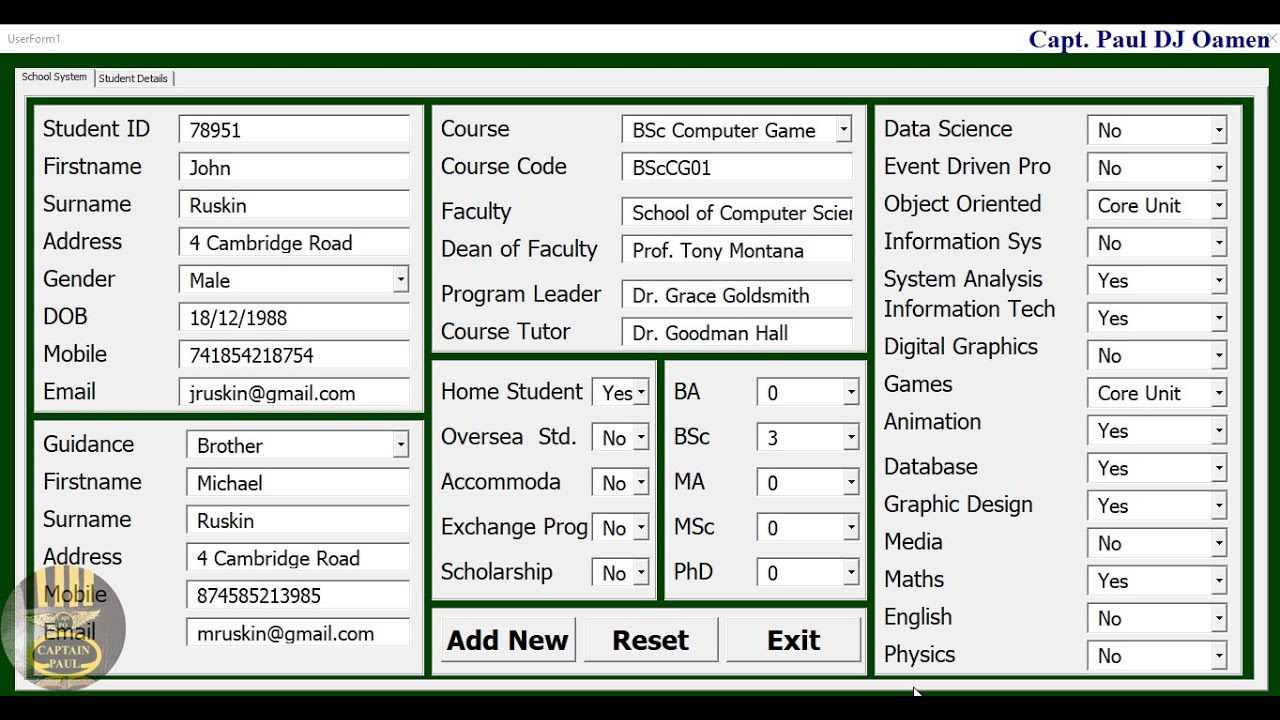 How to Create a School Management Systems in Excel VBA -Part 1 of 2