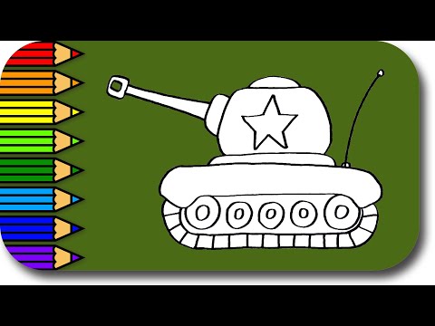How to Draw US Army Tank for Kids - Military Vehicles Color Pages With Nursery Rhymes