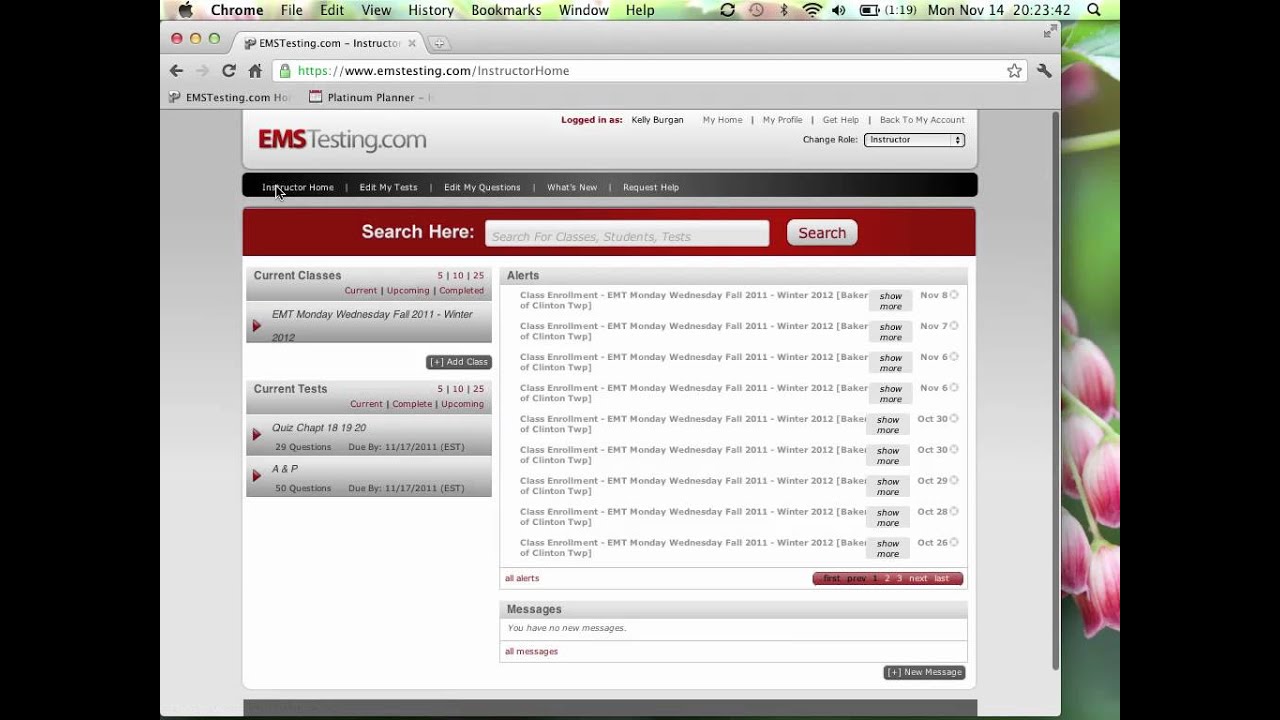 EMSTesting.com creating a test from a test for an instructor and adding to a class