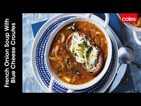 French Onion Soup with Blue Cheese Croutes