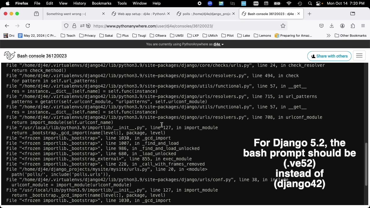 Fixing Django 5.2 Errors on PythonAnywhere