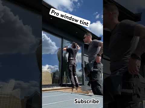 Pro Window tint on house windows. Solfilm på fastighet. Solskydd
