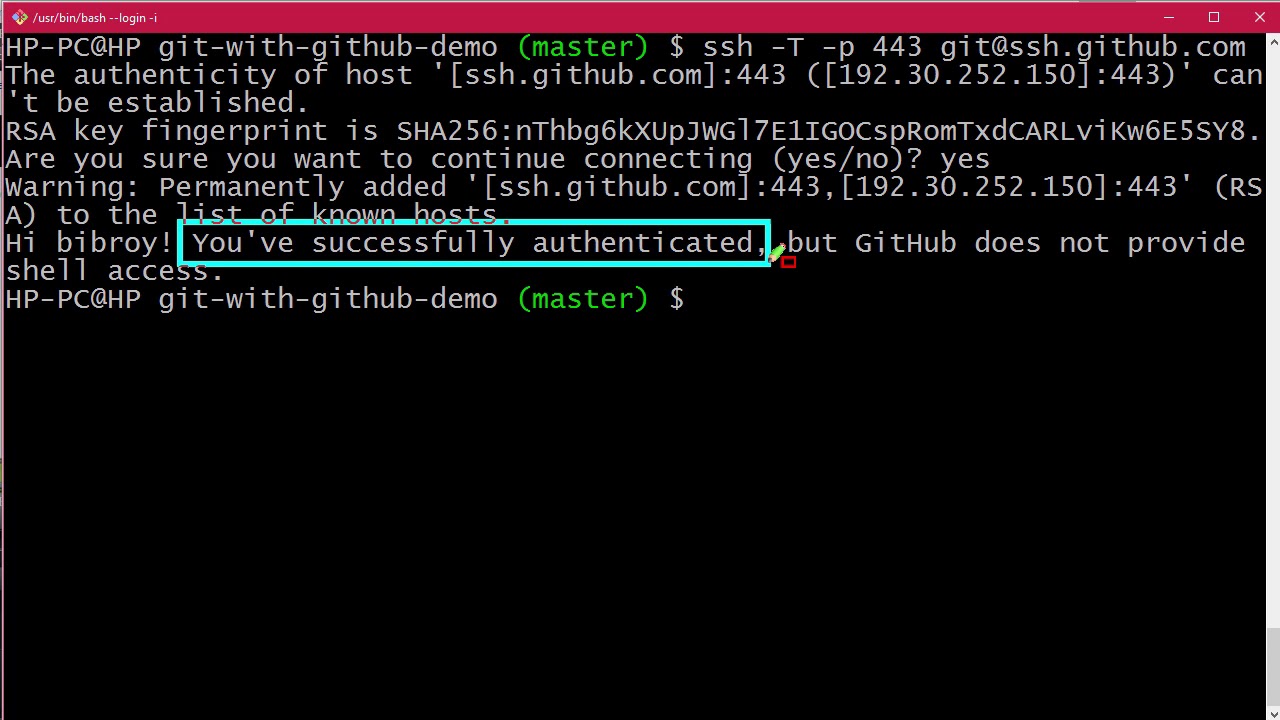 050 Checking your SSH connection with GitHub Lab
