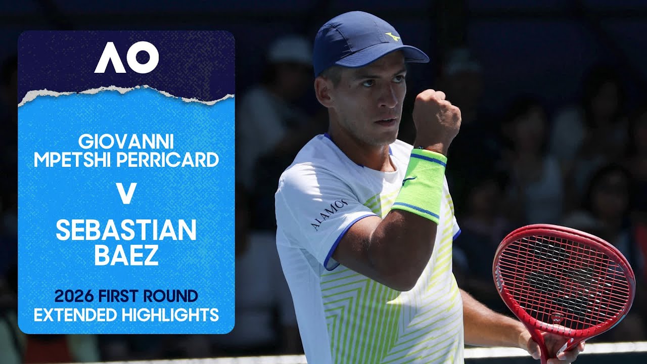 Giovanni Mpetshi Perricard v Sebastian Baez Extended Highlights | Australian Open 2026 First Round