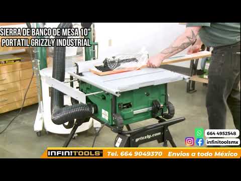 Sierra de banco de mesa portatil de 10" 2 HP con soporte de rodillos G0870 Grizzly Industrial