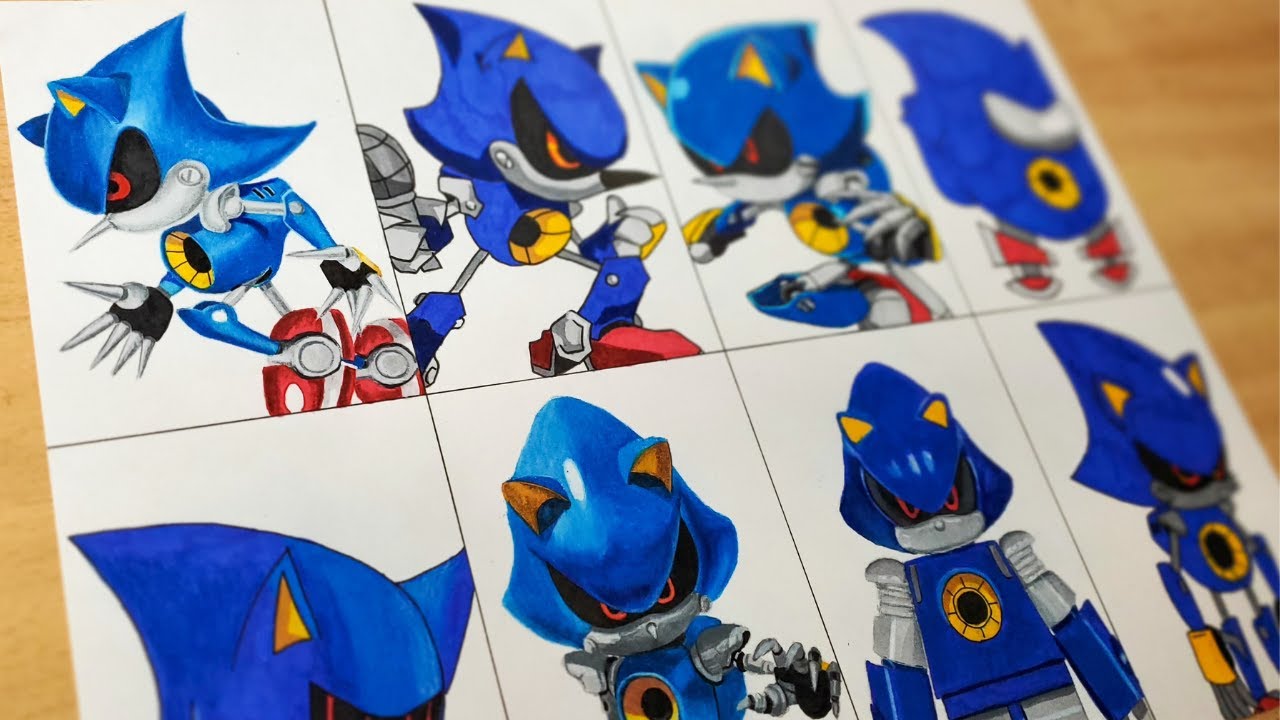 Drawing METAL SONIC in Different Styles | SONIC THE HEDGEHOG