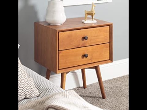 Review Walker Edison Mid Century Modern Wood Nightstand Side Table