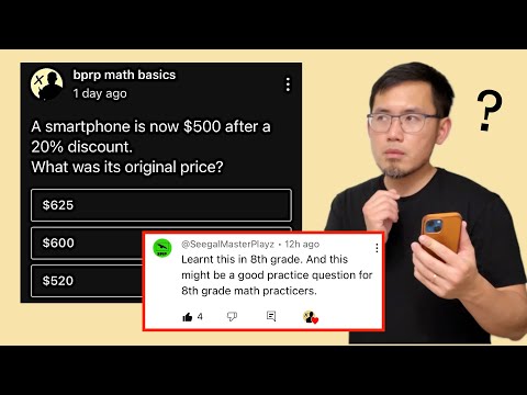 A "what's the original price?" percent problem (8th grade math but many adults still fail)