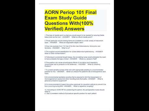 AORN Periop 101 Final Exam Study Guide Questions With100% Verified Answers