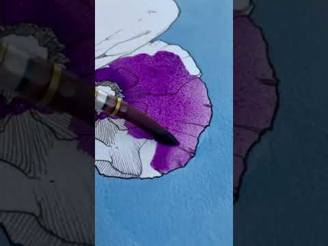The violet Flower by watercolor. Abstract Painting