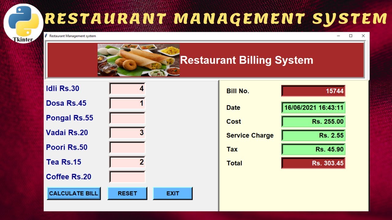 Build Restaurant management system python