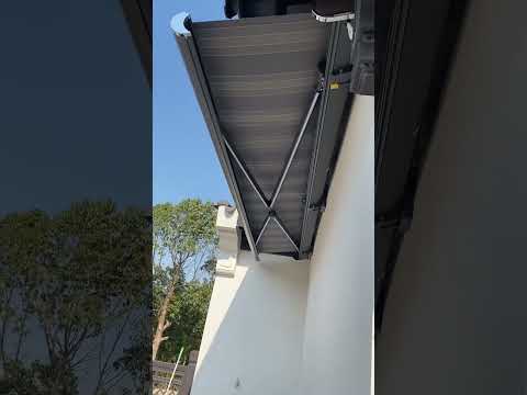 Oval retractable awning, balcony sunshade #shade #design #awning #patio #balcony