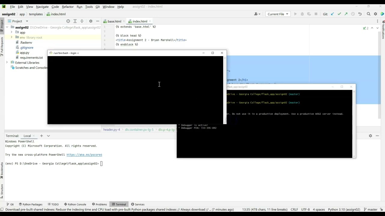 gitbash windows flask