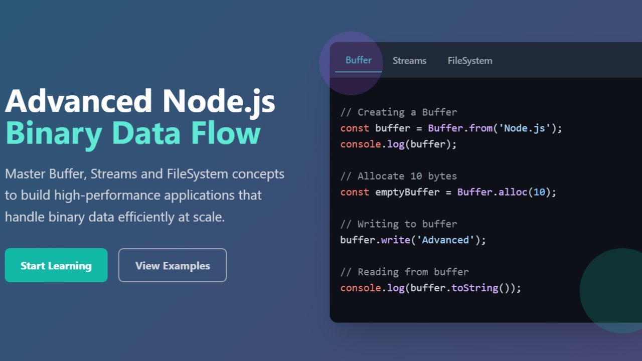 Binary Data Flow in Node.js | Master Buffers, Streams & fs Module (Advanced Node.js Tutorial)