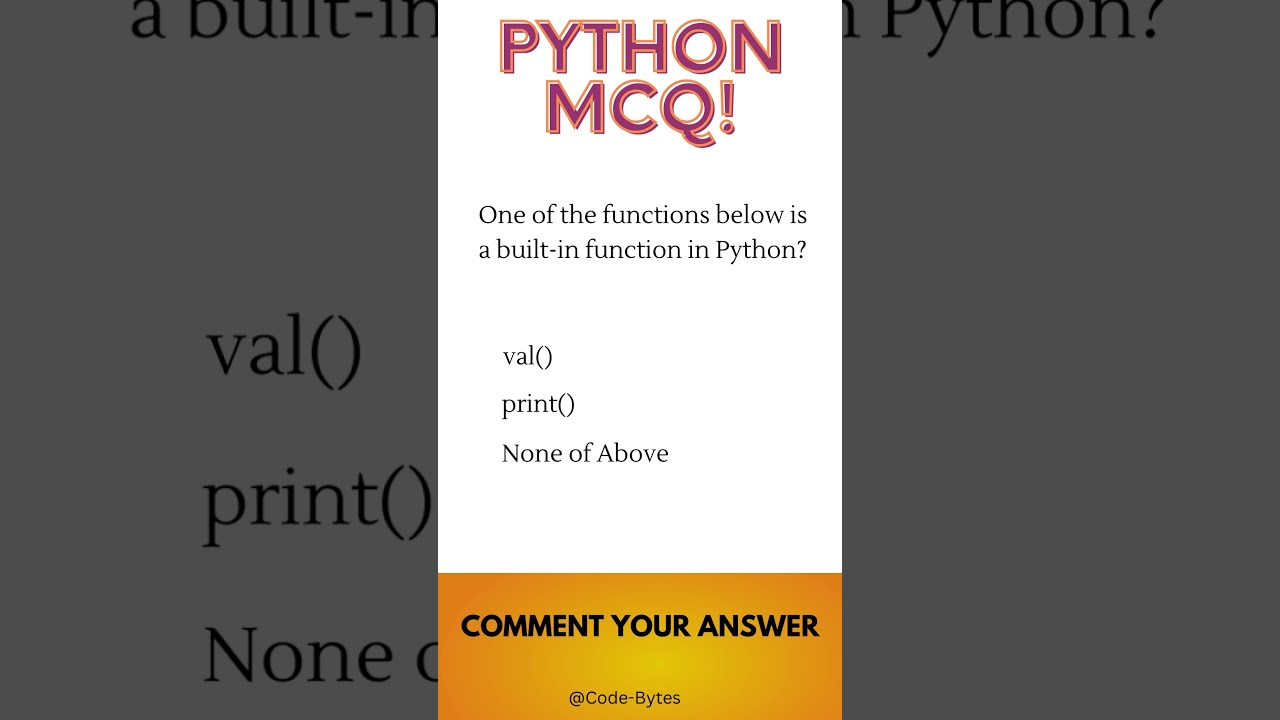 Python MCQs? One of the functions is built-in #python #coding #shorts