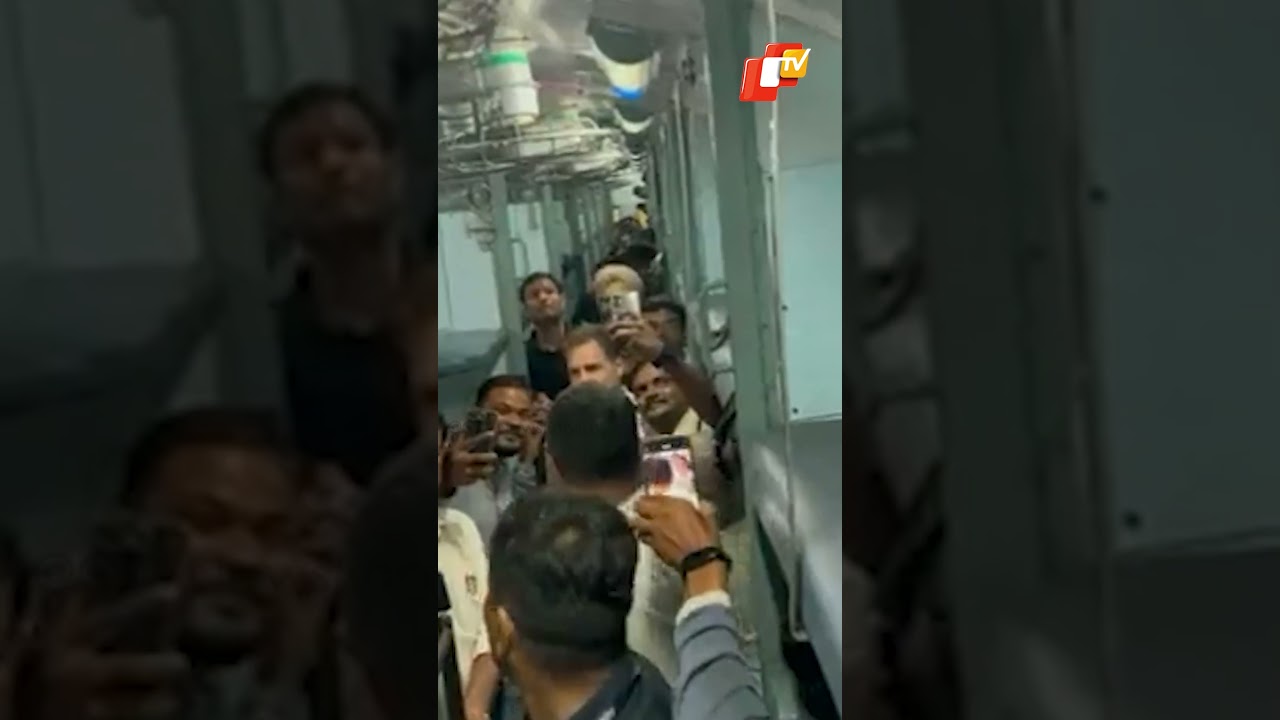 Congress MP Rahul Gandhi Boards Train To Travel From Bilaspur To Raipur In Chhattisgarh