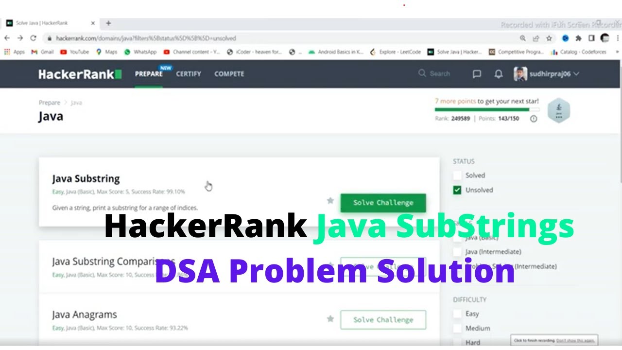 #15  HackerRank  Java  SubStrings DSA  Problem Solution in Hindi   #HackerRank