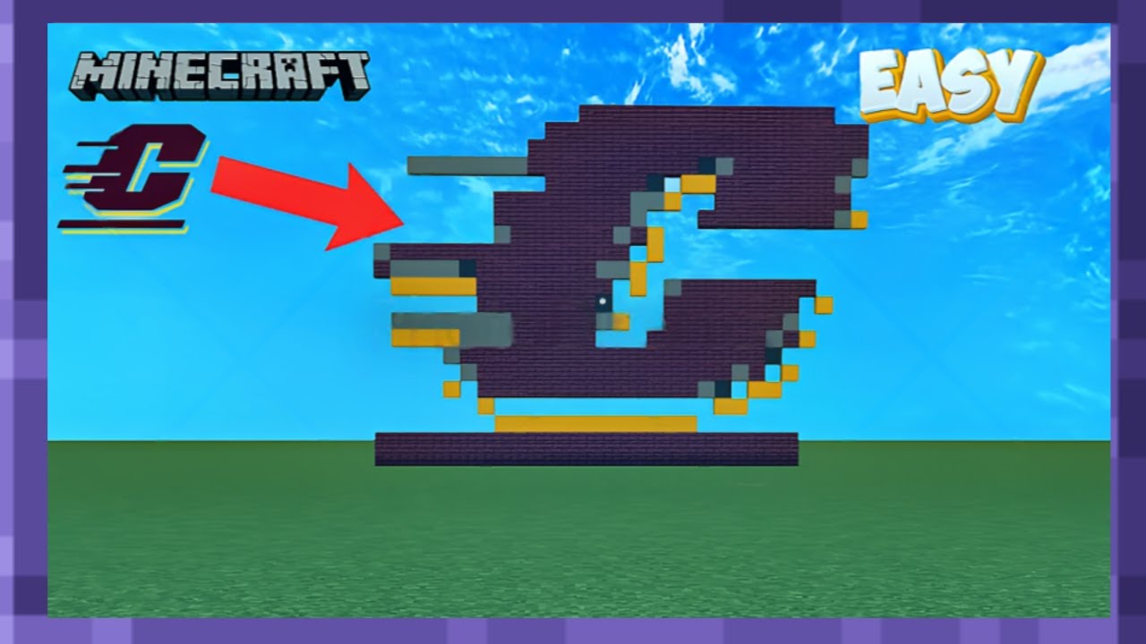 Minecraft Pixel Art Tutorial #39 - How to Build Central Michigan Chippewas Logo! (SIMPLE AND QUICK!)
