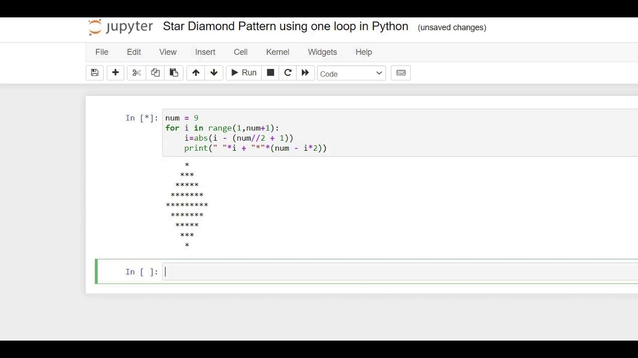 Star Diamond Pattern Using One Loop in Python