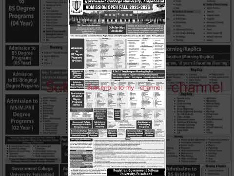 GCUF fall admission 2025 β οΈπ¨ Alert GCUF admission advertisment 2025 Admission test 2025 Lawadmission
