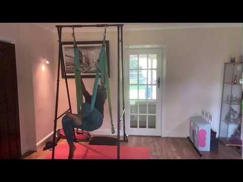 Yoga Trapeze leg workout with inversion