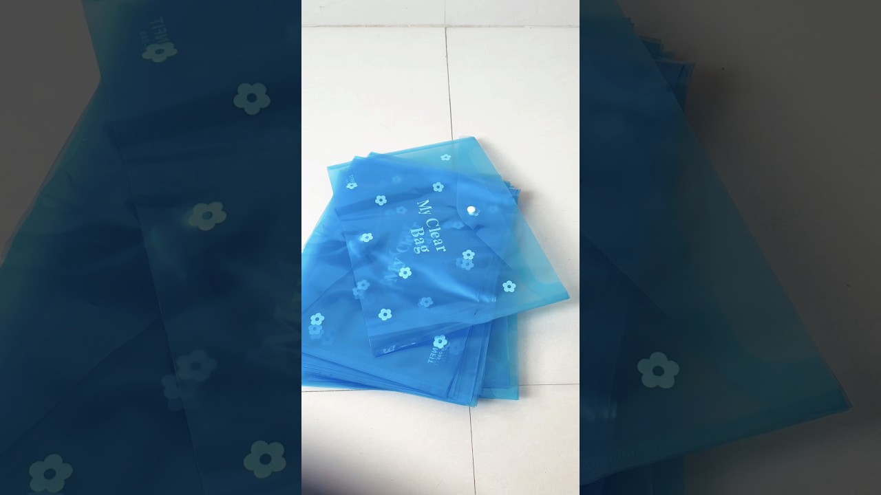 My Clear Bag ,Full Size A4,Floral Design,Transparent Plastic Container For Papers,Button