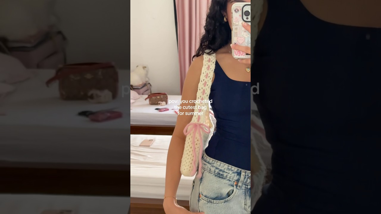 cute and easy #crochet #bag for summer, perfect for a beach or market day!☀️🧶 #summervibes