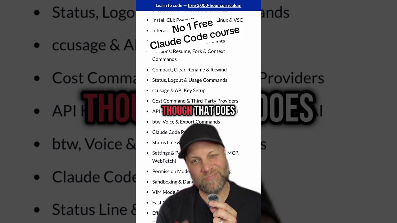 12-hour free Claude Code course from FreeCodeCamp. Optional certificate available. Comment 'code'
