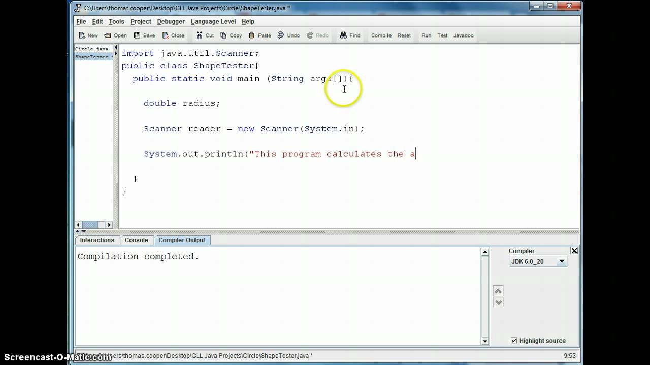 Java Shapes - Part 2 (Runner Class)