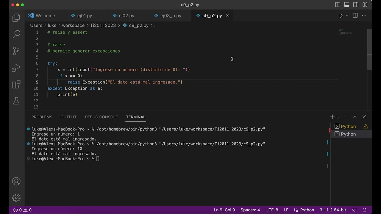 TI2011 - Uso de raise assert en Python