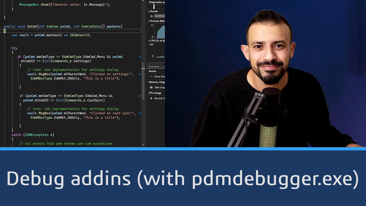SOLIDWORKS PDM API: Debug addins (with pdmdebugger.exe)