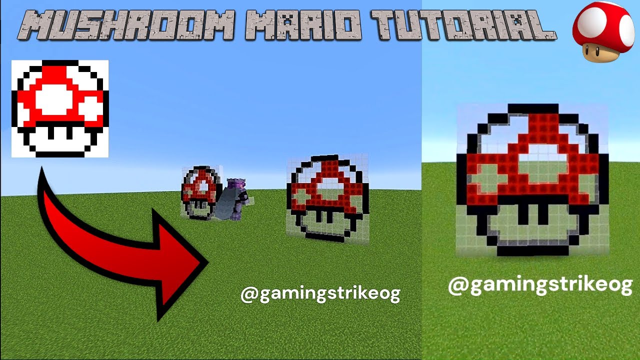 Minecraft Pixel Art Tutorial - Mushroom Mario Tutorial Part - 1