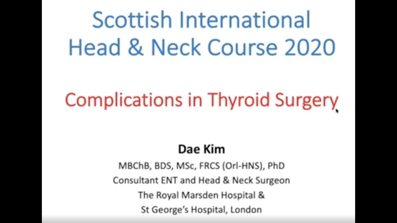 Complications following Surgery of the Thyroid and parathyroid Panel