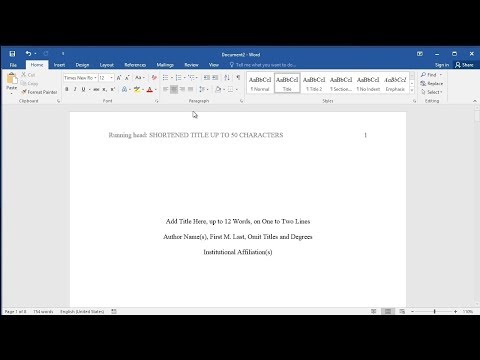 APA template in Microsoft Word: APA style paper