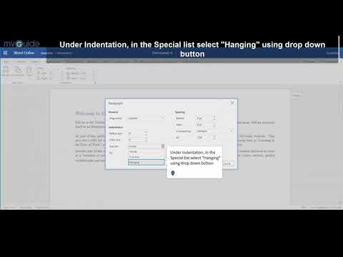 MyGuide: How to create a hanging indent in Word Online