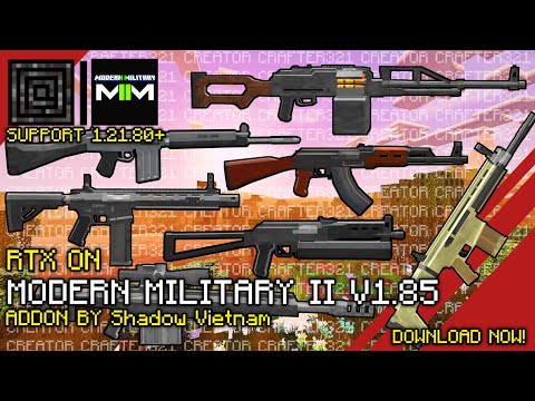 Modern Military II Addon V1.85 3D Guns Hotfix Update in Minecraft PE 1.21.80+ | Creator Crafter321