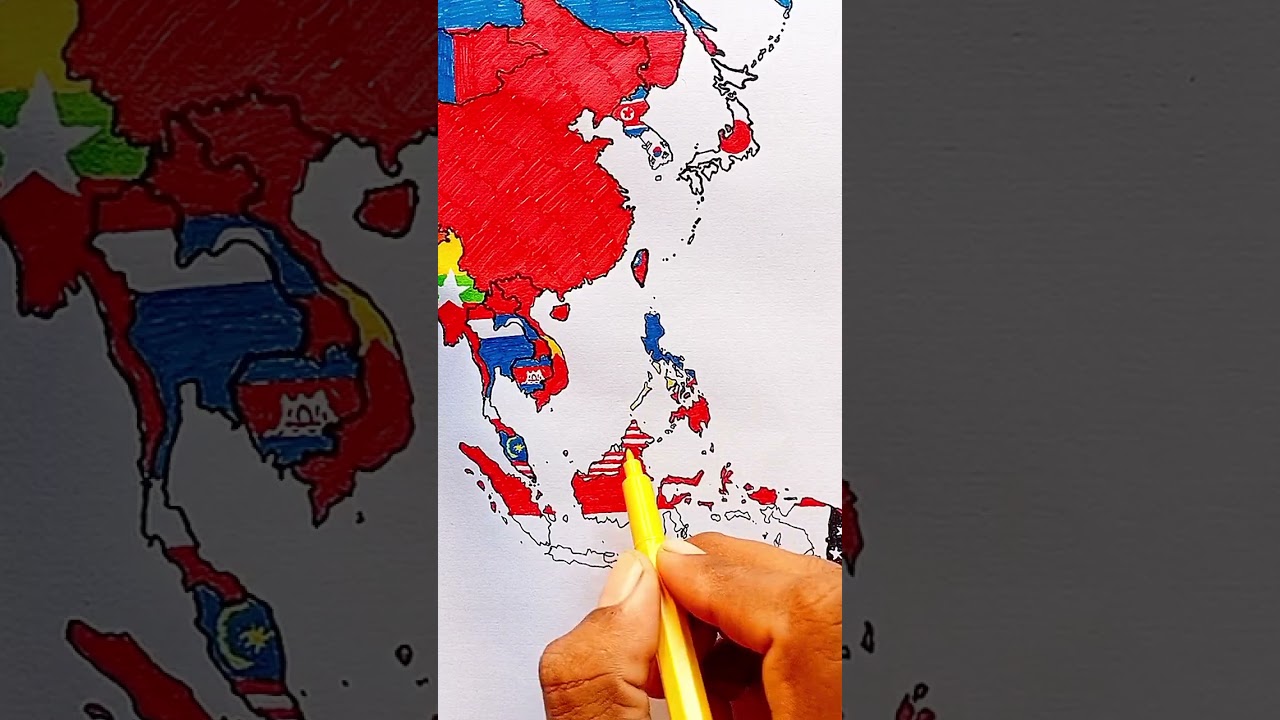 Draw Flag Map of Brunei 🇧🇳 #brunei