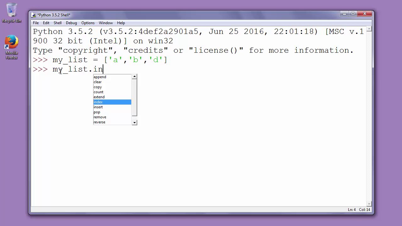 How to add an element in a list at specified index in Python - example ( insert() method)