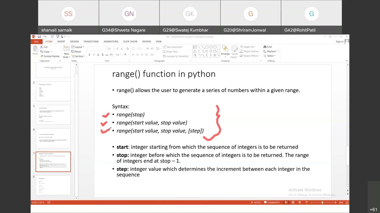 Python Programming Session-6 List datatype and Range function