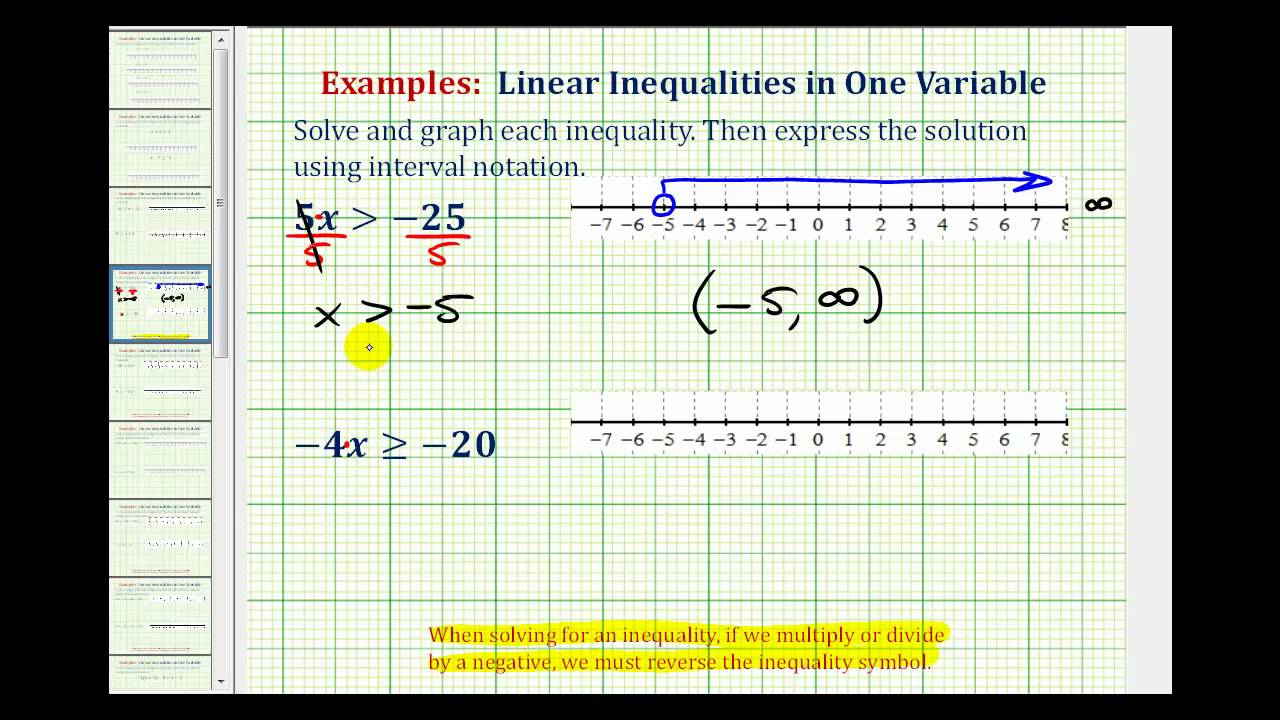 Ex:  Solve One Step Linear Inequality by Dividing (Variable Left)
