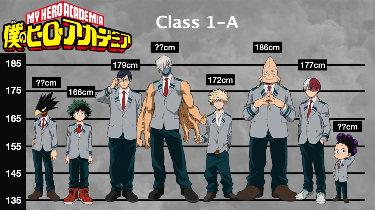 Hero Academia Height Comparison Class 1-A (Boku no Hero Academia)