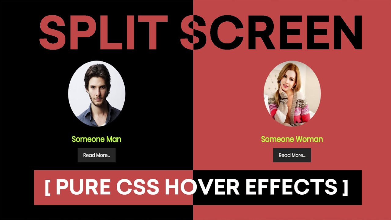 CSS Split Screen Hover Effect || pure CSS || Split Screen Landing Page with CSS Flex #splitscreen