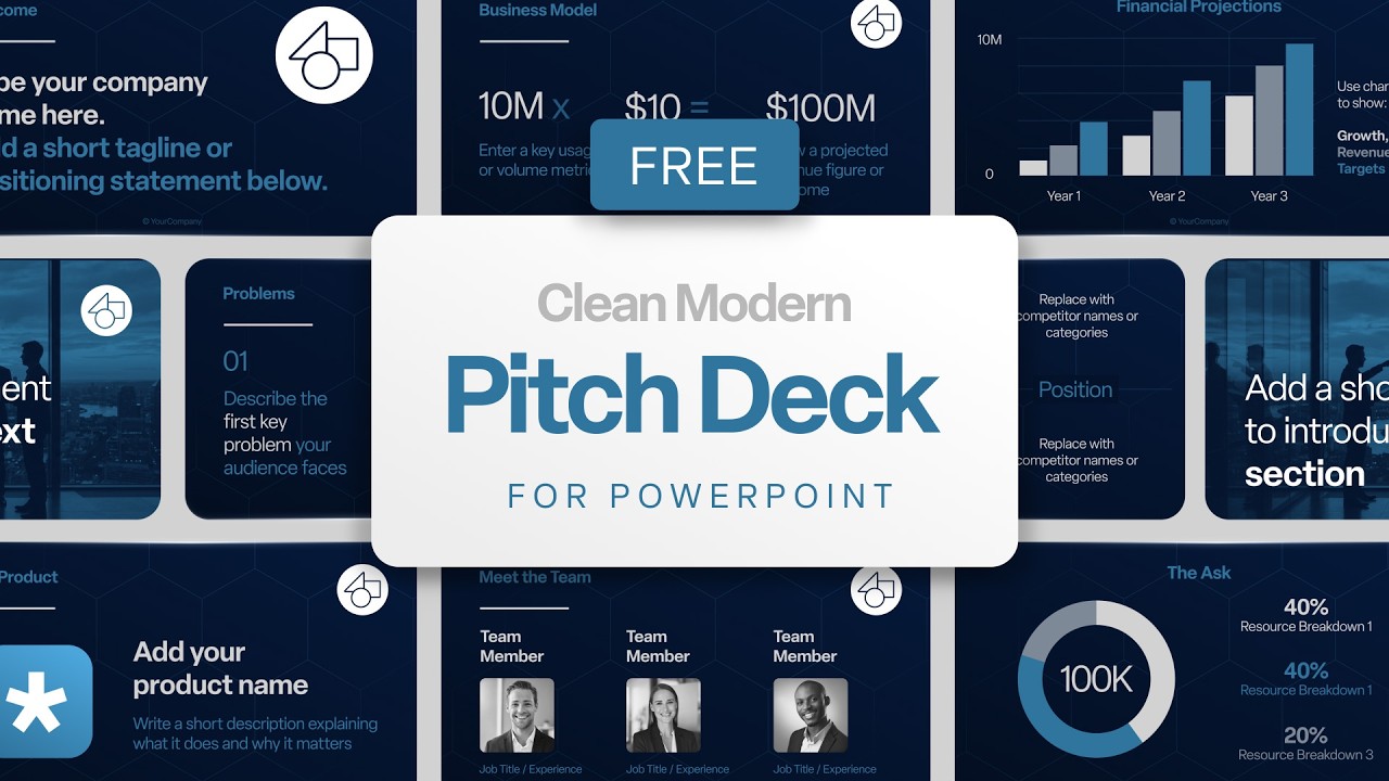 Clean Blue Modern Pitch Deck | Free Template for PowerPoint