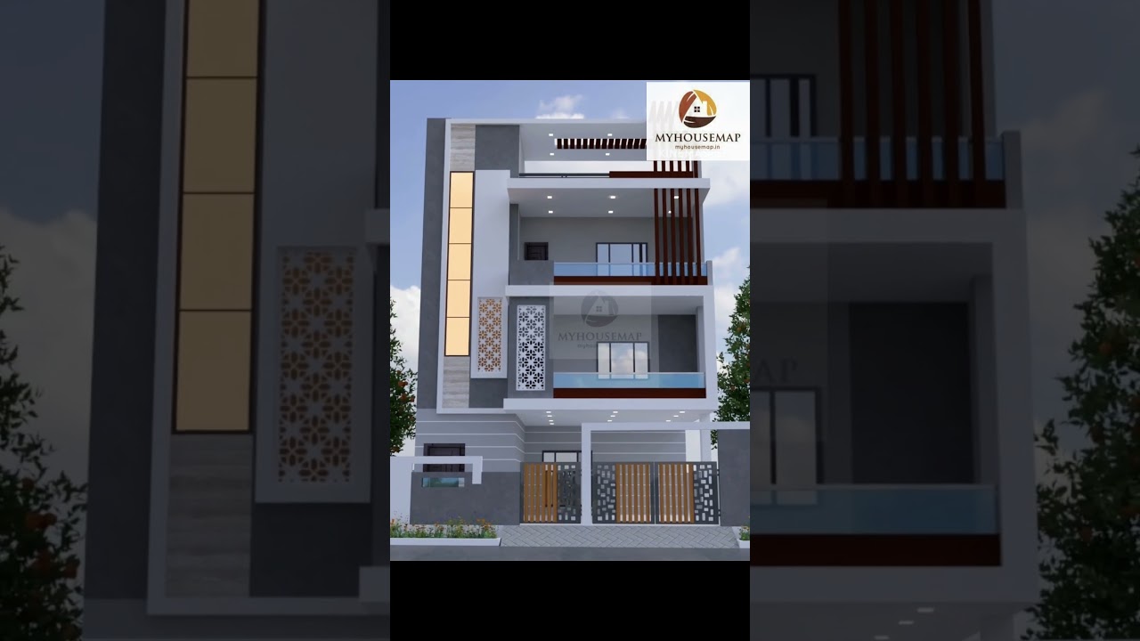 3 floor front elevation design  for modern house | best color combination | online house designer