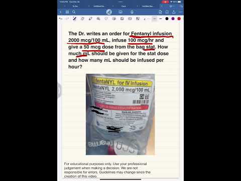 Fentanyl bolus and infusion dosage calculation. #NAPLEX, #PTCB, #FGPEE, #NCLEX