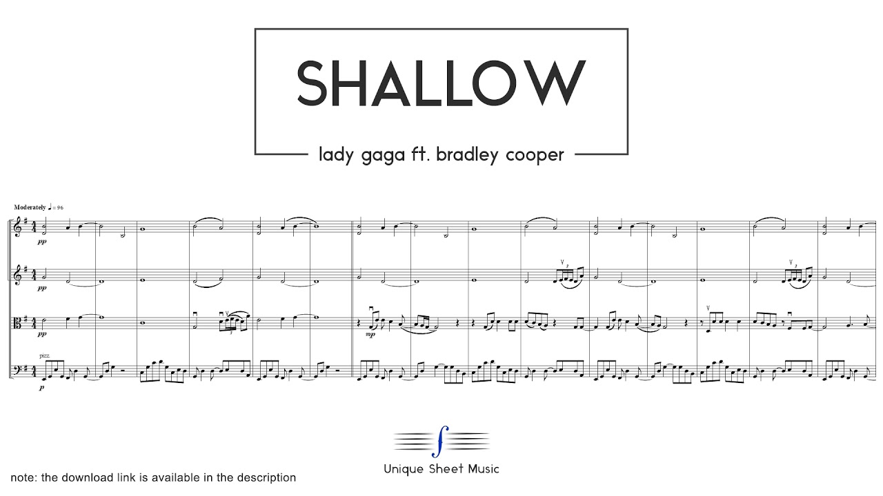Shallow - Lady Gaga ft. Bradley Cooper (A Star is Born - 2018) | String Quartet Sheet Music