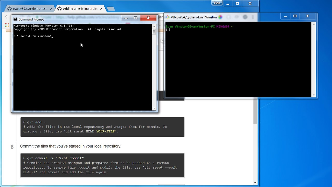 Adding a project to a new Github repo