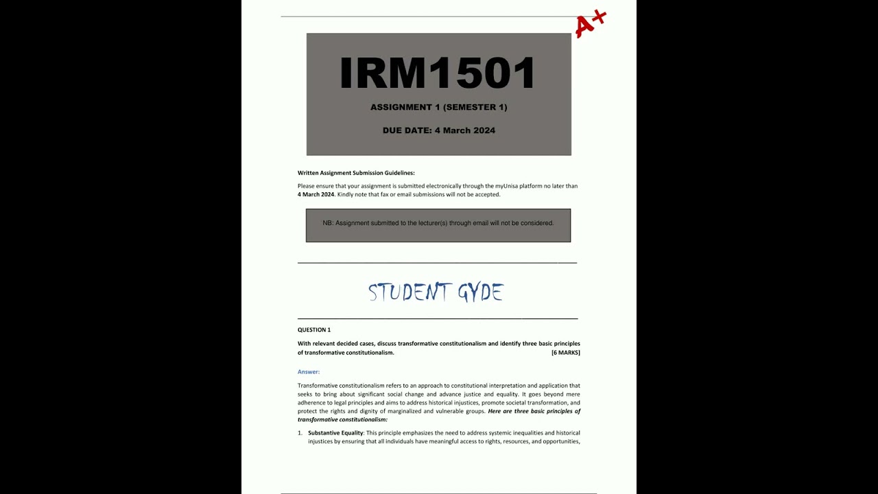 IRM1501 Assignment 1 Answers Semester 1 Due 4 March 2024