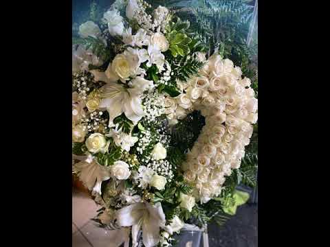 White roses funeral-open heart