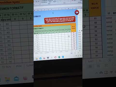 Nilai TP Yaitu TP1, TP2, dan seterusnya diisi sesuai dengan hasil siswa setiap hari atau pekan